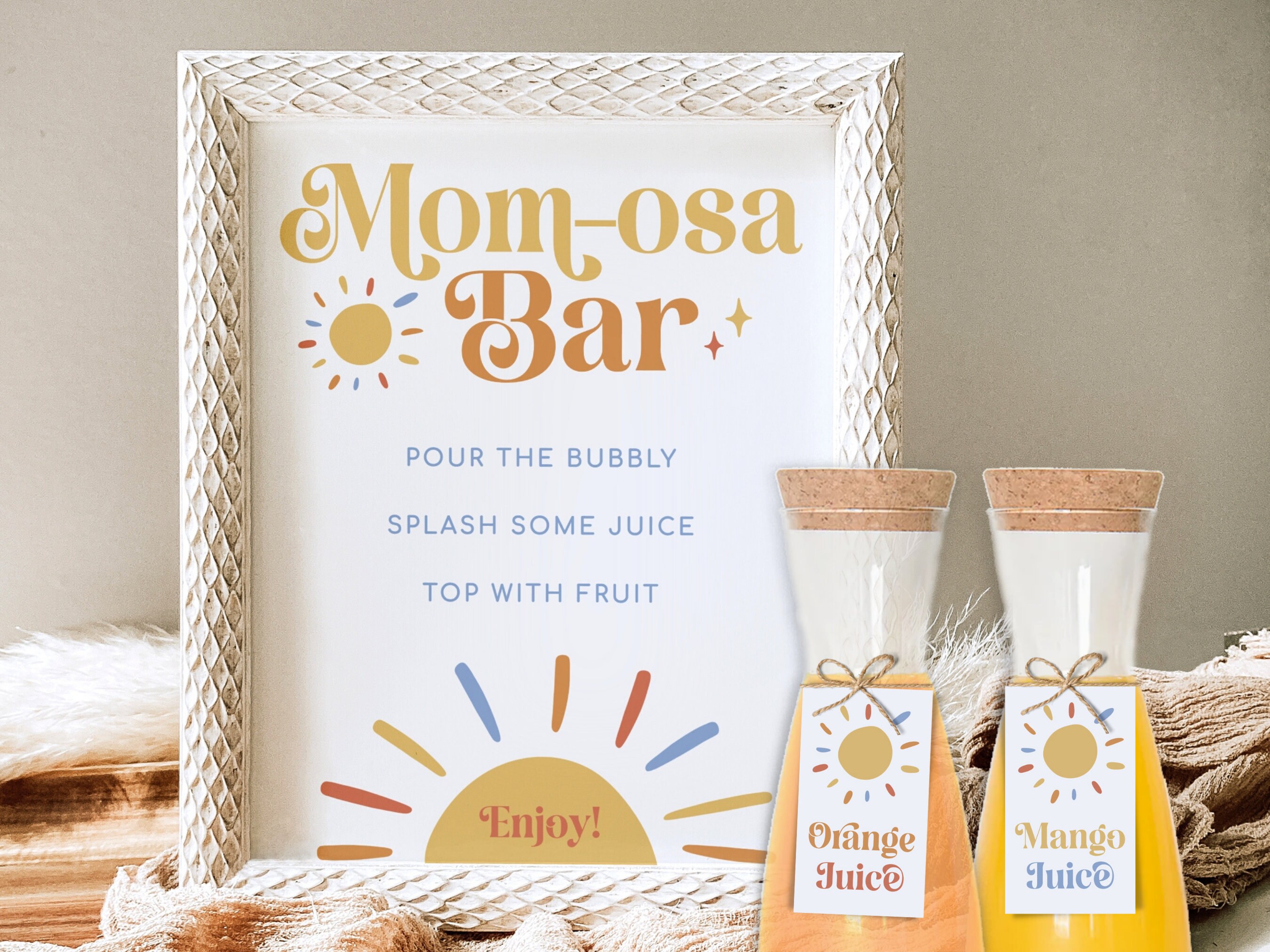Here Comes the Son Baby Shower Mom-osa Bar Sign, Sun Baby Shower Mimosa ...
