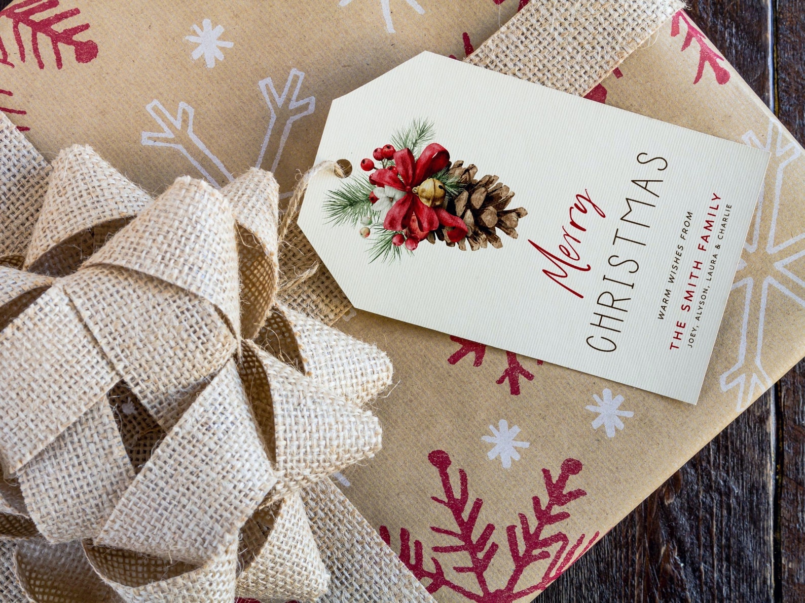 Merry Christmas Gift Tag Template, Printable Christmas Gift Tag ...