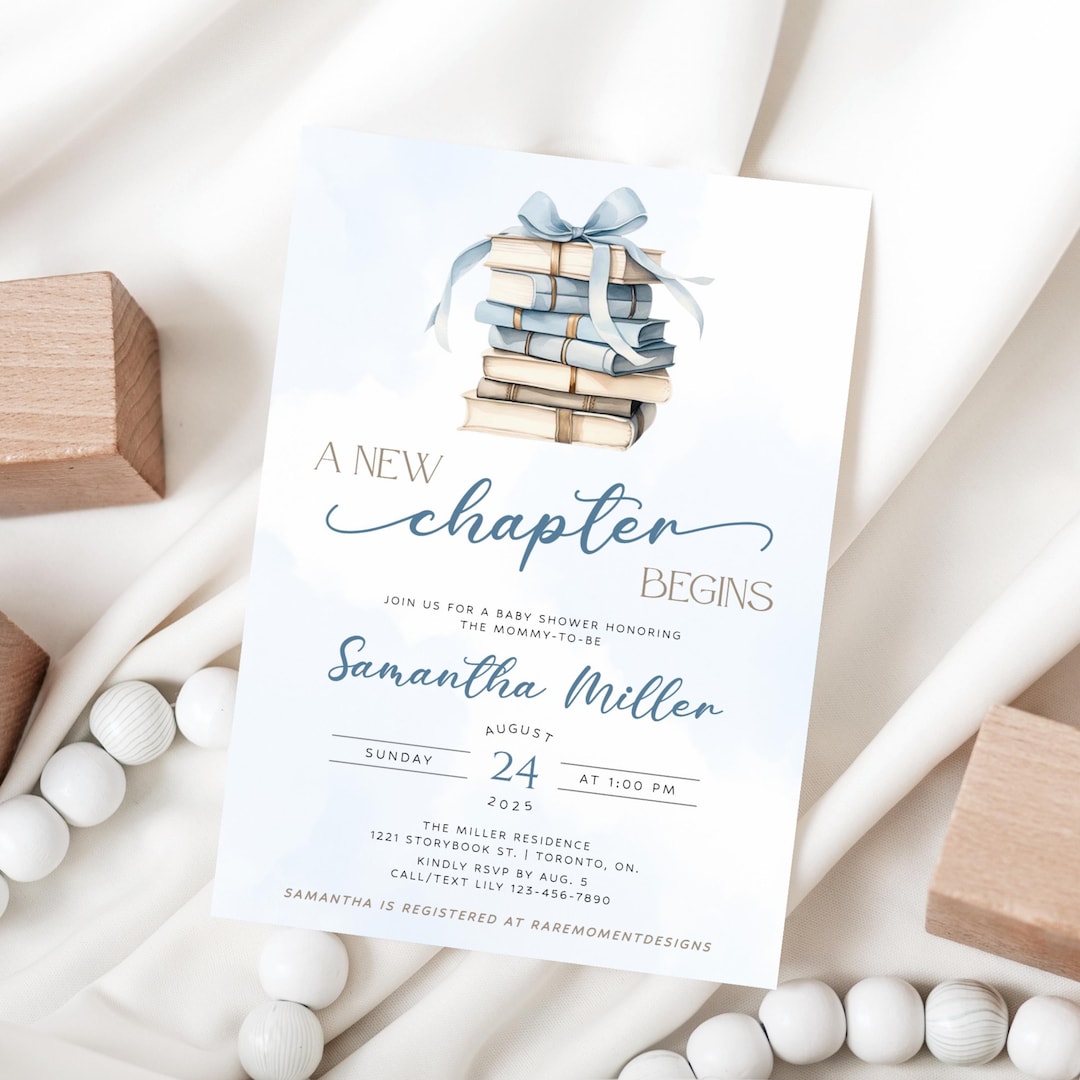A New Chapter Begins Baby Shower Invitation, Storybook Baby Shower ...