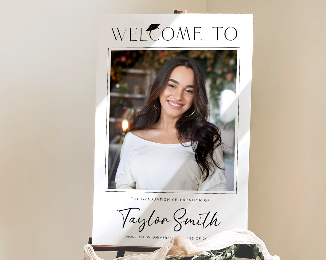Graduation Welcome Sign Template, Graduation Welcome Sign With Photo ...
