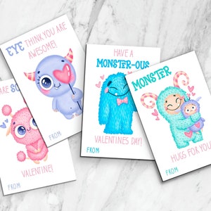 PRINTABLE Monster Valentines Day Cards for Kids, Classroom Valentines ...