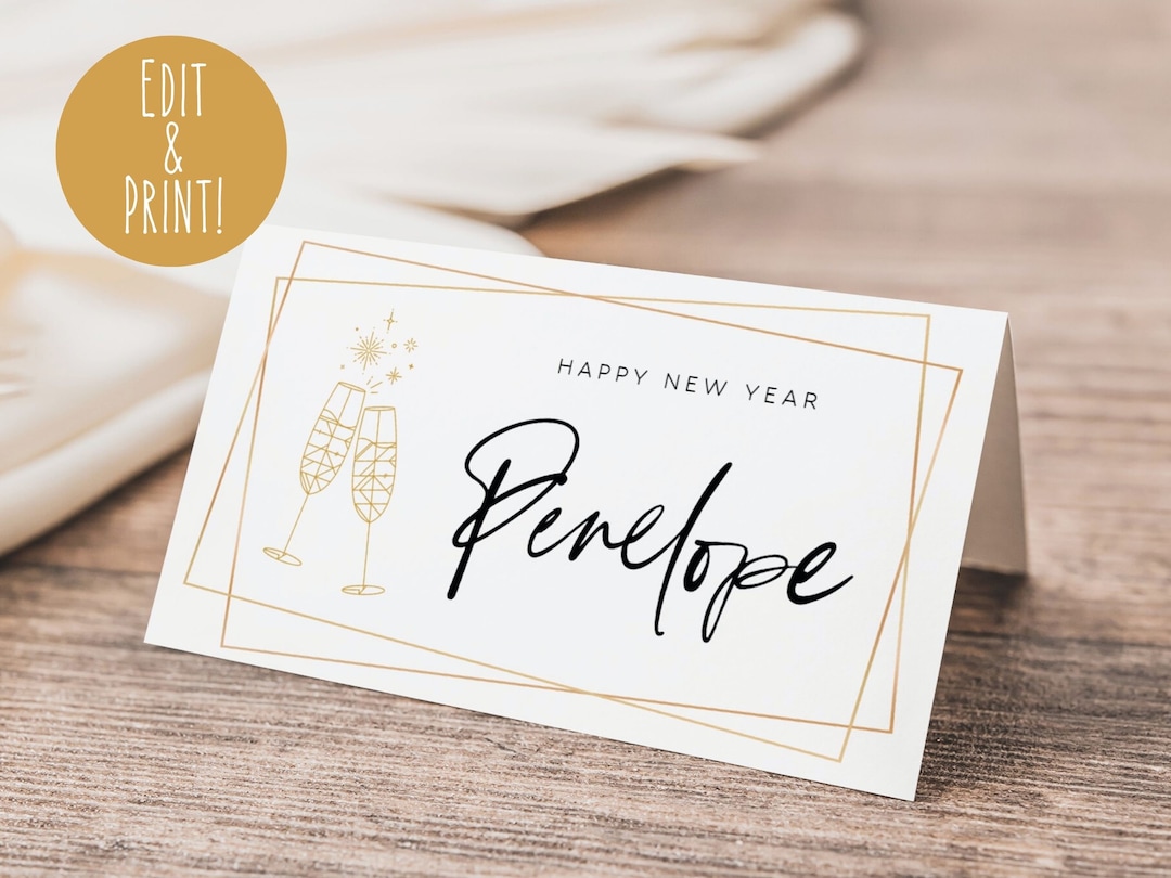New Years Eve Name Cards, Editable Name Place Cards for New Year's ...