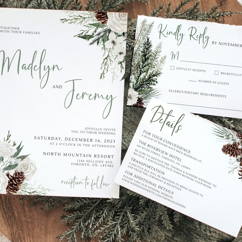 Winter Wedding Invitation - Etsy