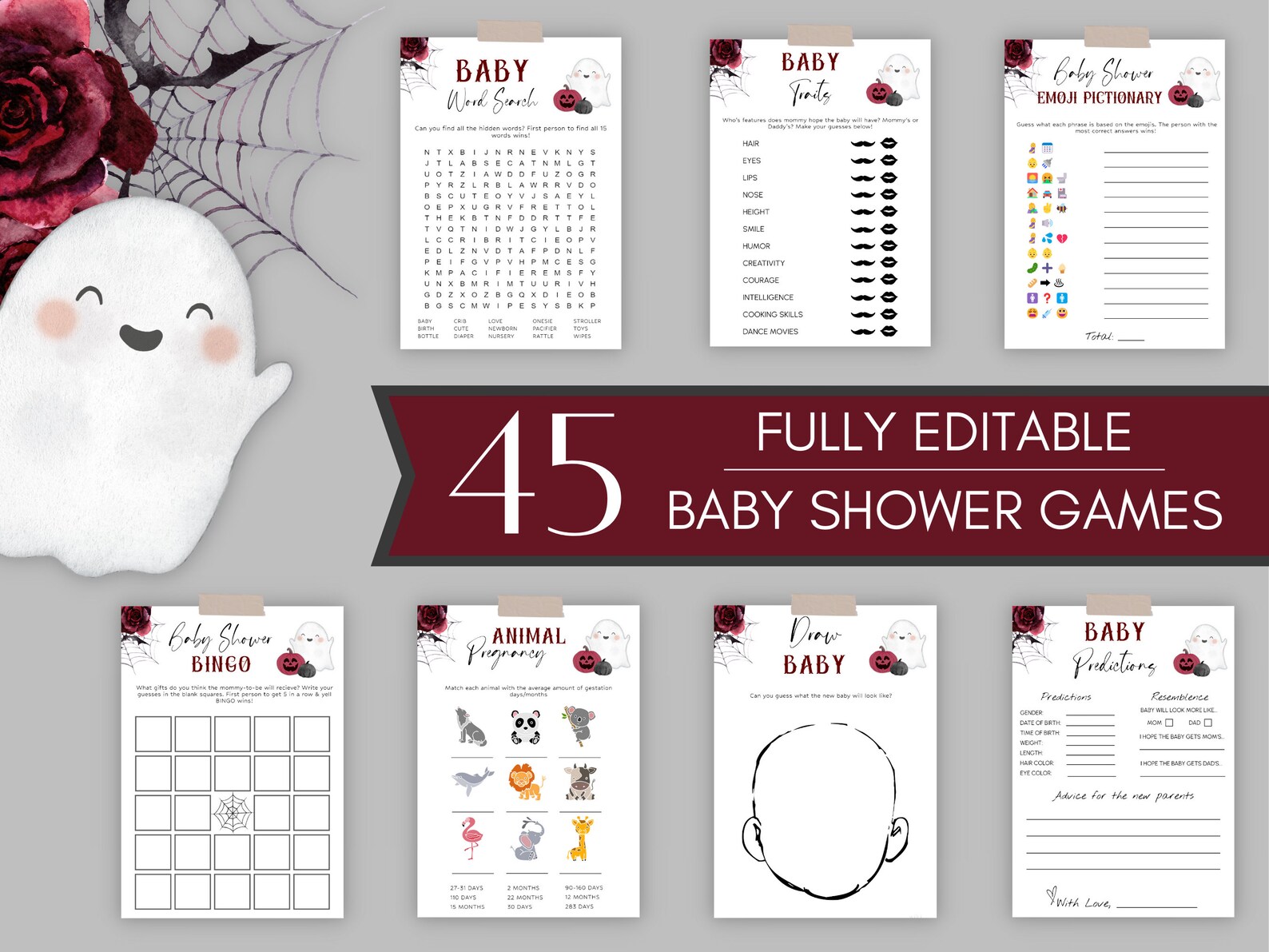 A Little Boo Baby Shower Games Bundle Halloween Baby Shower - Etsy