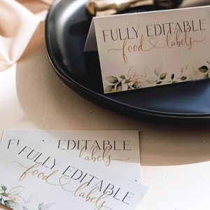 Editable Greenery Food Labels, Green & Gold Food Label Template ...