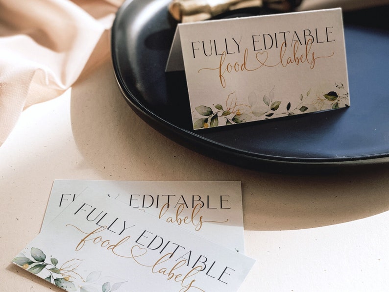 Editable Greenery Food Labels Green & Gold Food Label - Etsy