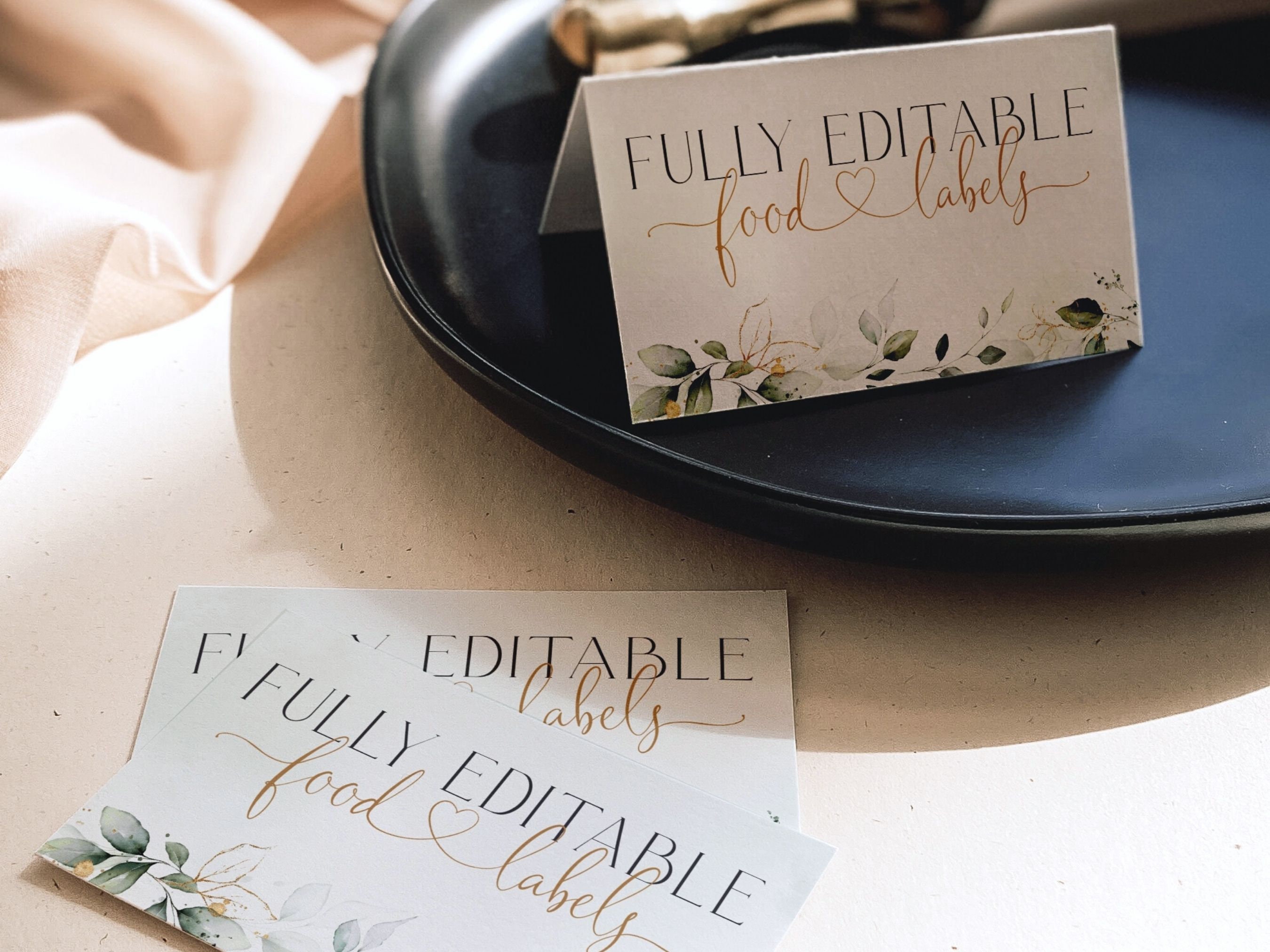 Editable Greenery Food Labels Green & Gold Food Label - Etsy Canada