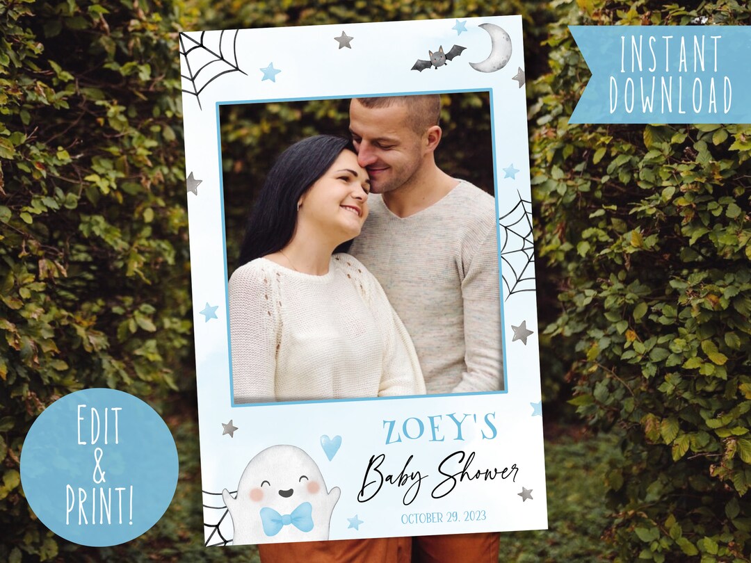 Little Boo Baby Shower Photobooth Frame Template, Halloween Shower ...
