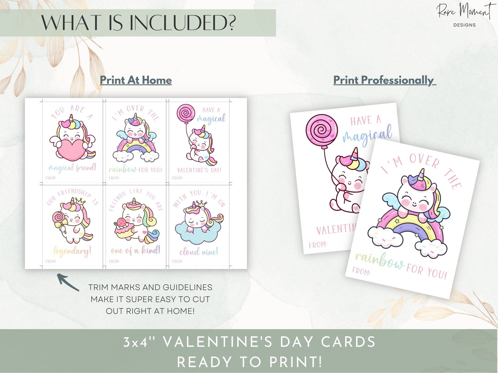 Unicorn Valentines for Kids Valentine's Day Cards for - Etsy