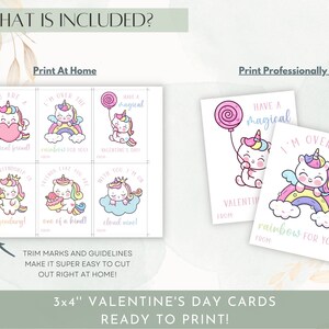 Unicorn Valentines for Kids, Valentine's Day Cards for Kids, Printable ...
