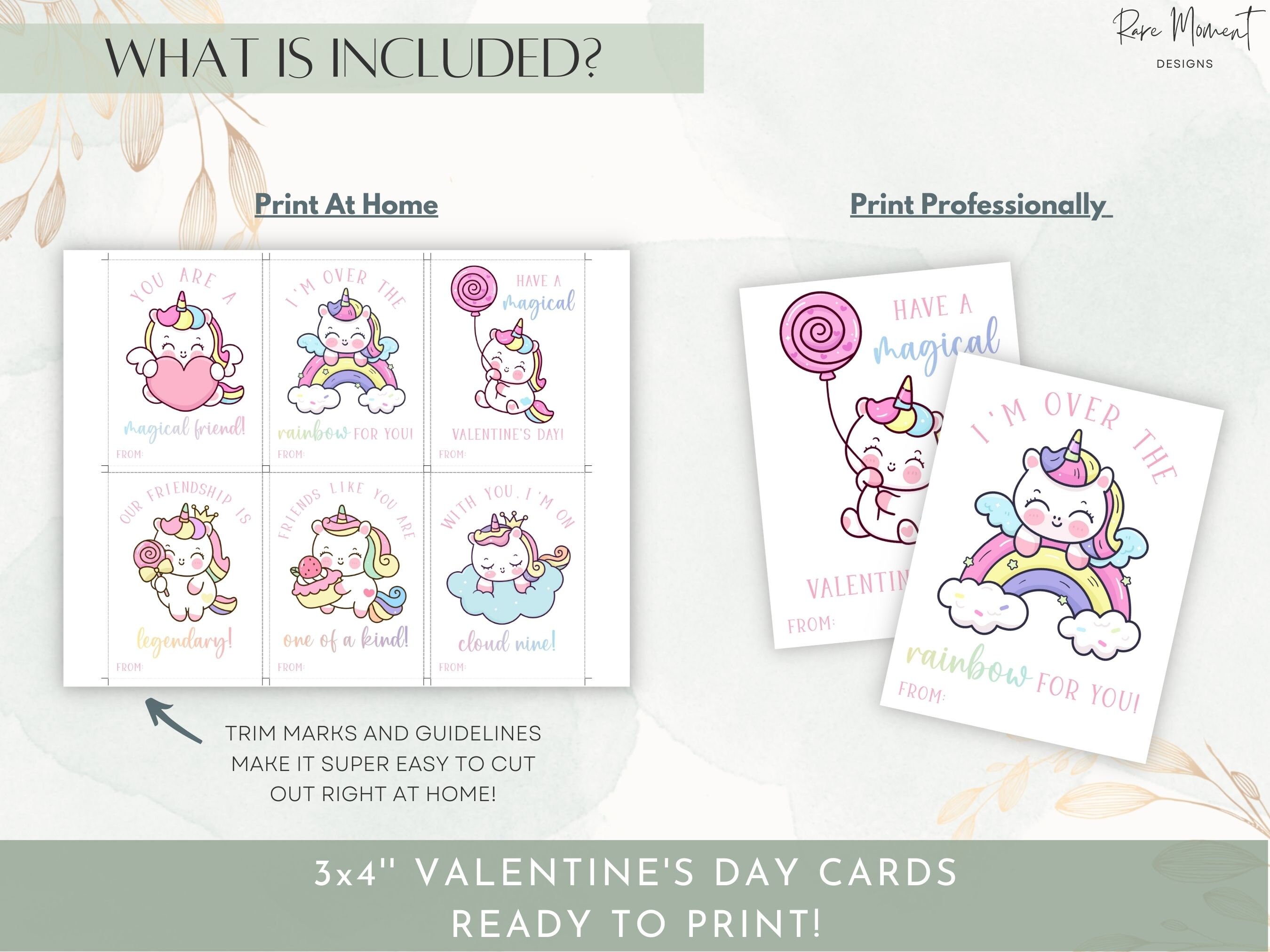 Unicorn Valentines for Kids Valentine's Day Cards for - Etsy