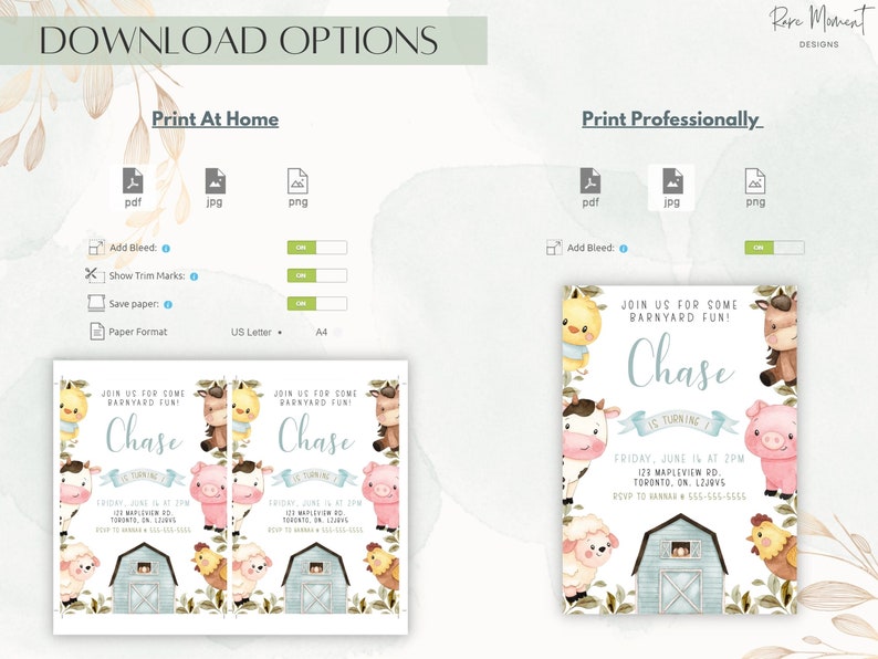 Blue Farm 1st Birthday Bundle Boy Farm Animal Invitation - Etsy