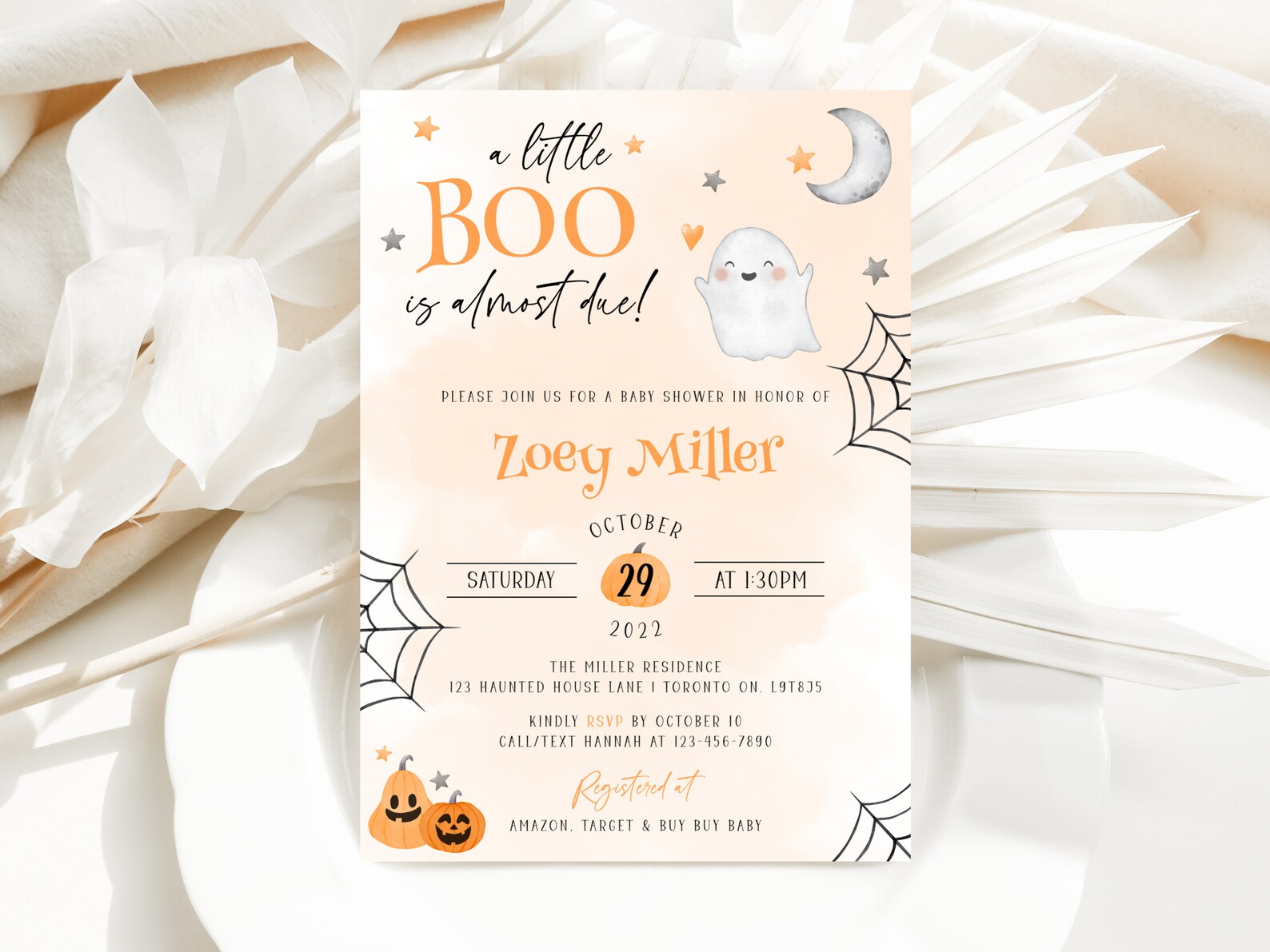 A Little Boo is Almost Due Baby Shower Invitation Template - Etsy