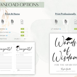 Words of Wisdom for the Graduate Sign, Graduation Wishes, Editable ...