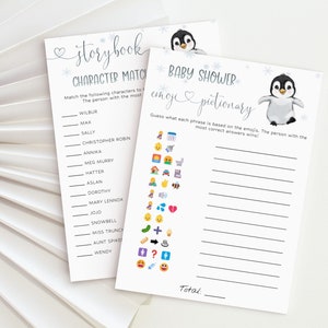 Winter Baby Shower Games Bundle, Penguin Baby Shower Game Template ...
