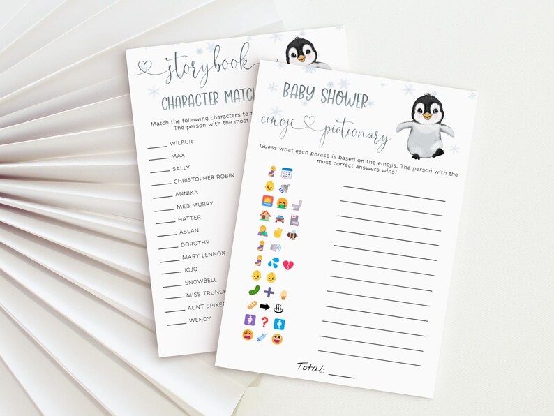 Winter Baby Shower Games Bundle, Penguin Baby Shower Game Template ...