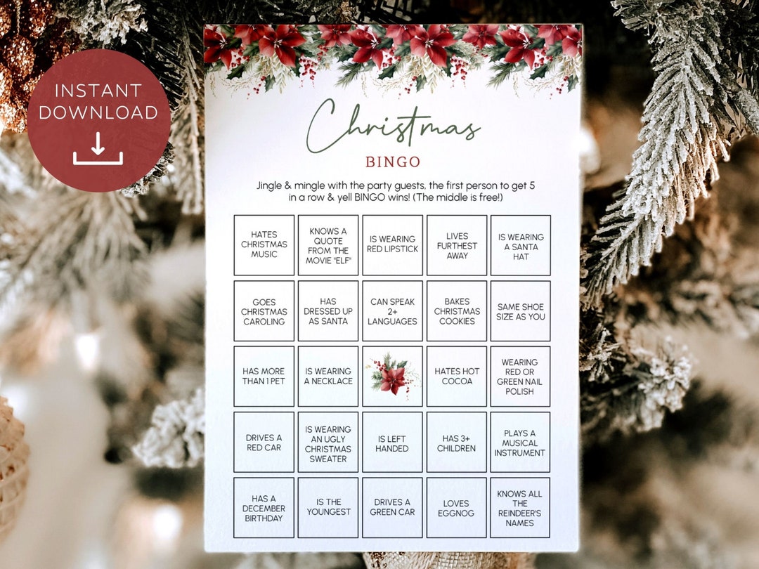 Christmas Bingo, Christmas Party Game, Holiday Bingo Card, Christmas ...