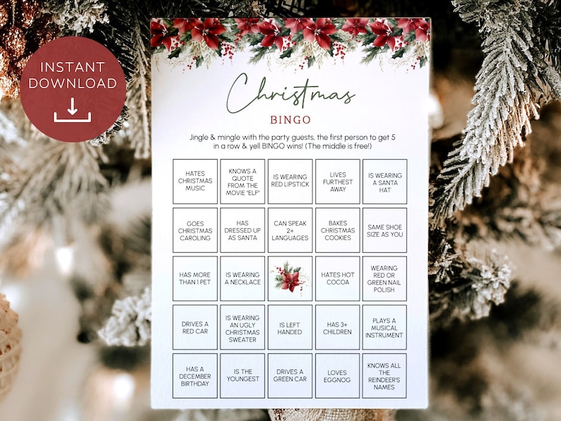 Christmas Bingo Christmas Party Game Holiday Bingo Card - Etsy