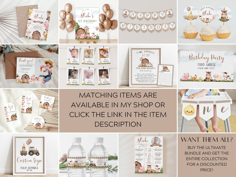 Farm Animals Birthday Cupcake Toppers Template, Printable Barnyard ...