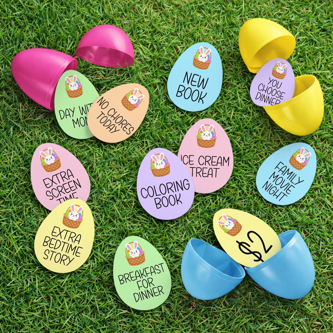 Printable Easter Egg Tokens, Easter Egg Filler, Editable Easter Coupons ...