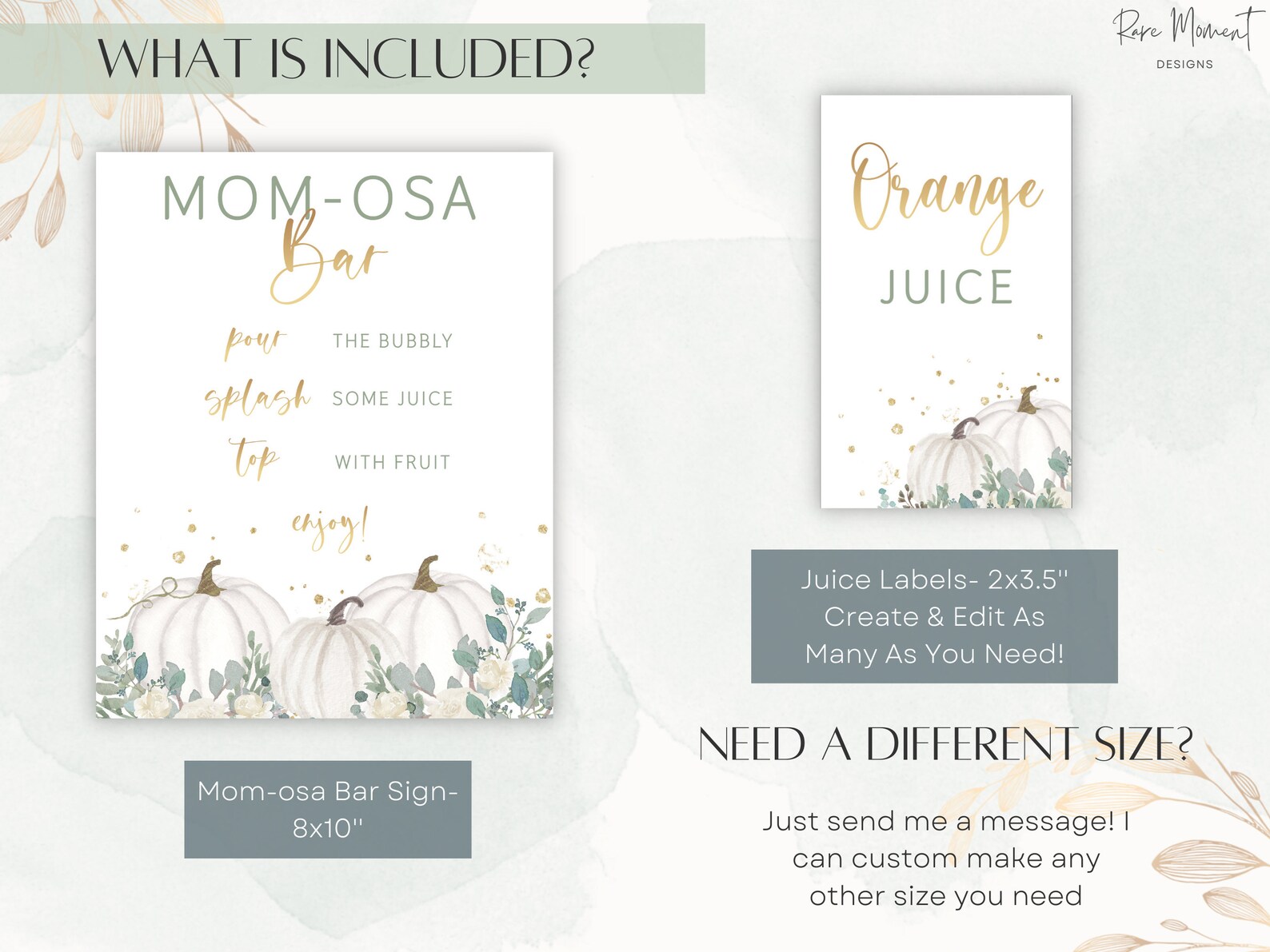 Pumpkin Baby Shower Mom-osa Bar Sign Template, Fall Mimosa Bar Sign ...
