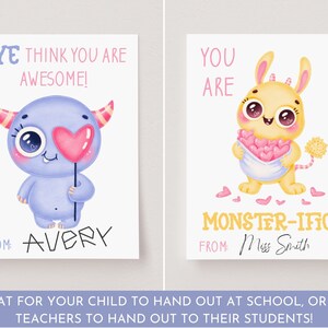 PRINTABLE Monster Valentines Day Cards for Kids, Classroom Valentines ...