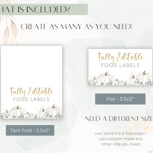 Pumpkin Baby Shower Food Label Template, Fall Baby Shower Tent-fold ...