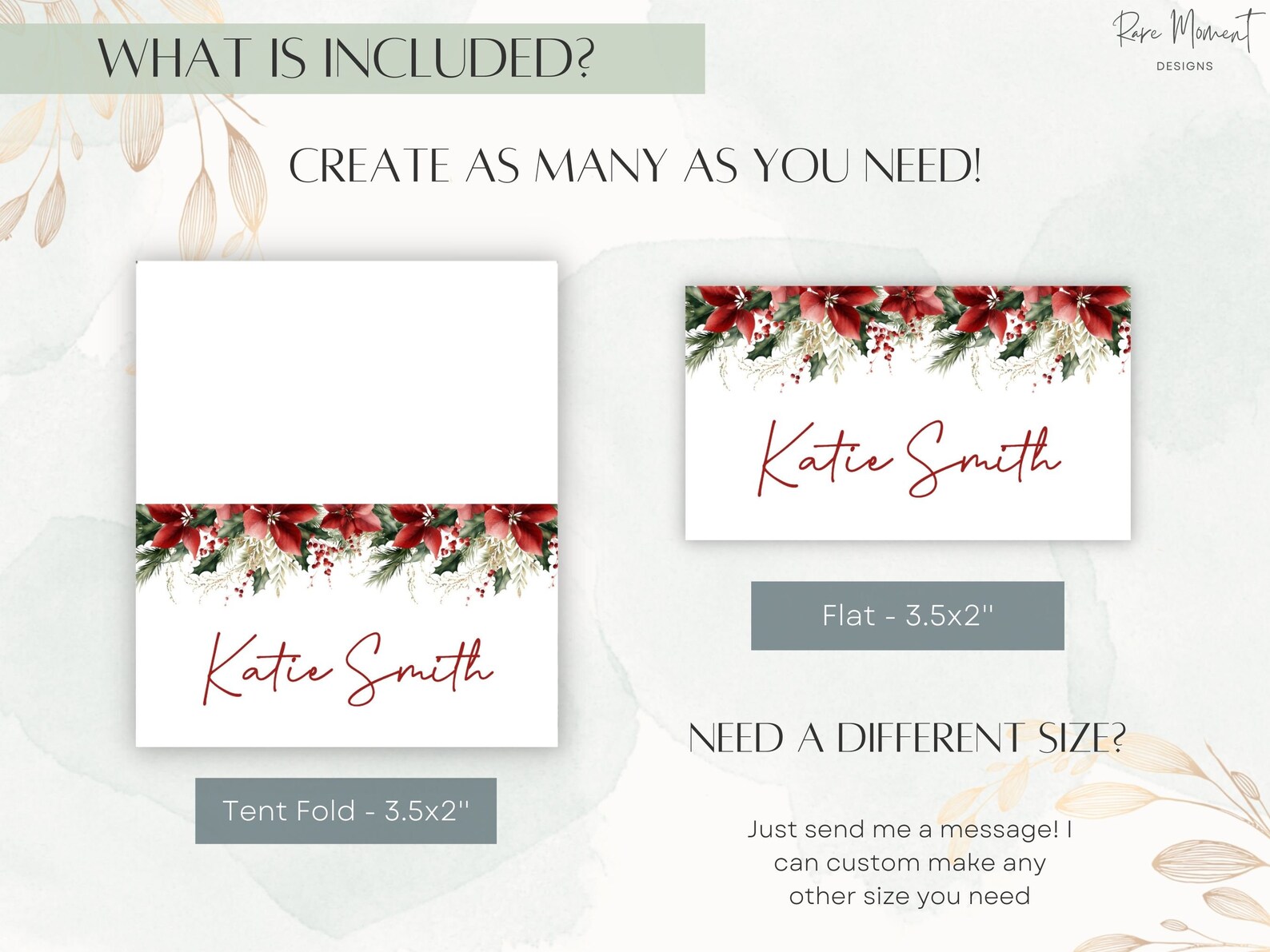 EDITABLE Christmas Name Cards, Holiday Name Place Cards, Christmas ...