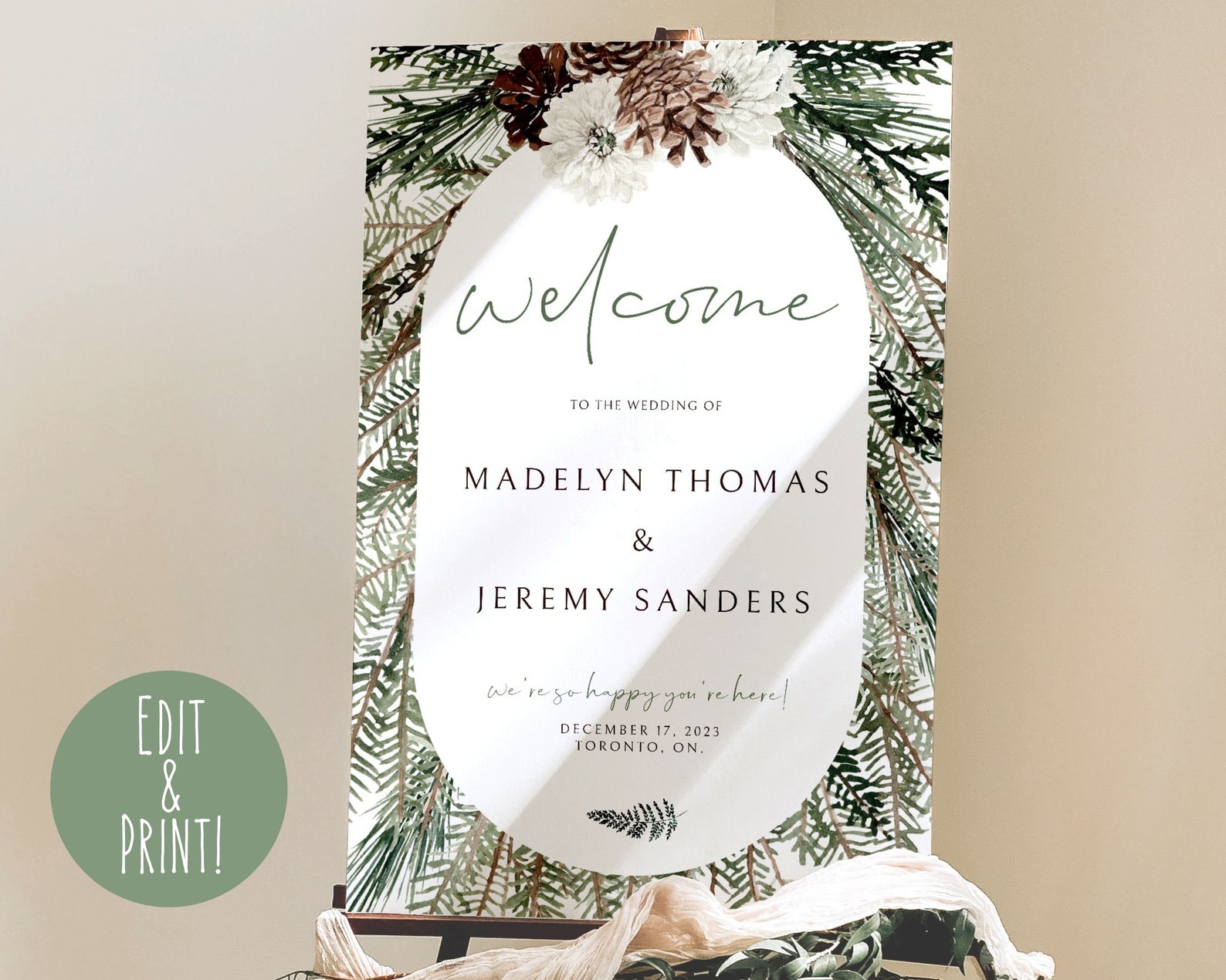 Winter Wedding Welcome Sign Template Christmas Wedding Large - Etsy
