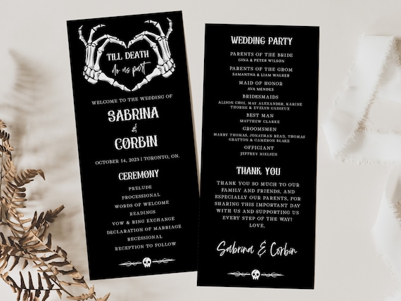 Gothic Wedding Program Template Editable Halloween Wedding - Etsy