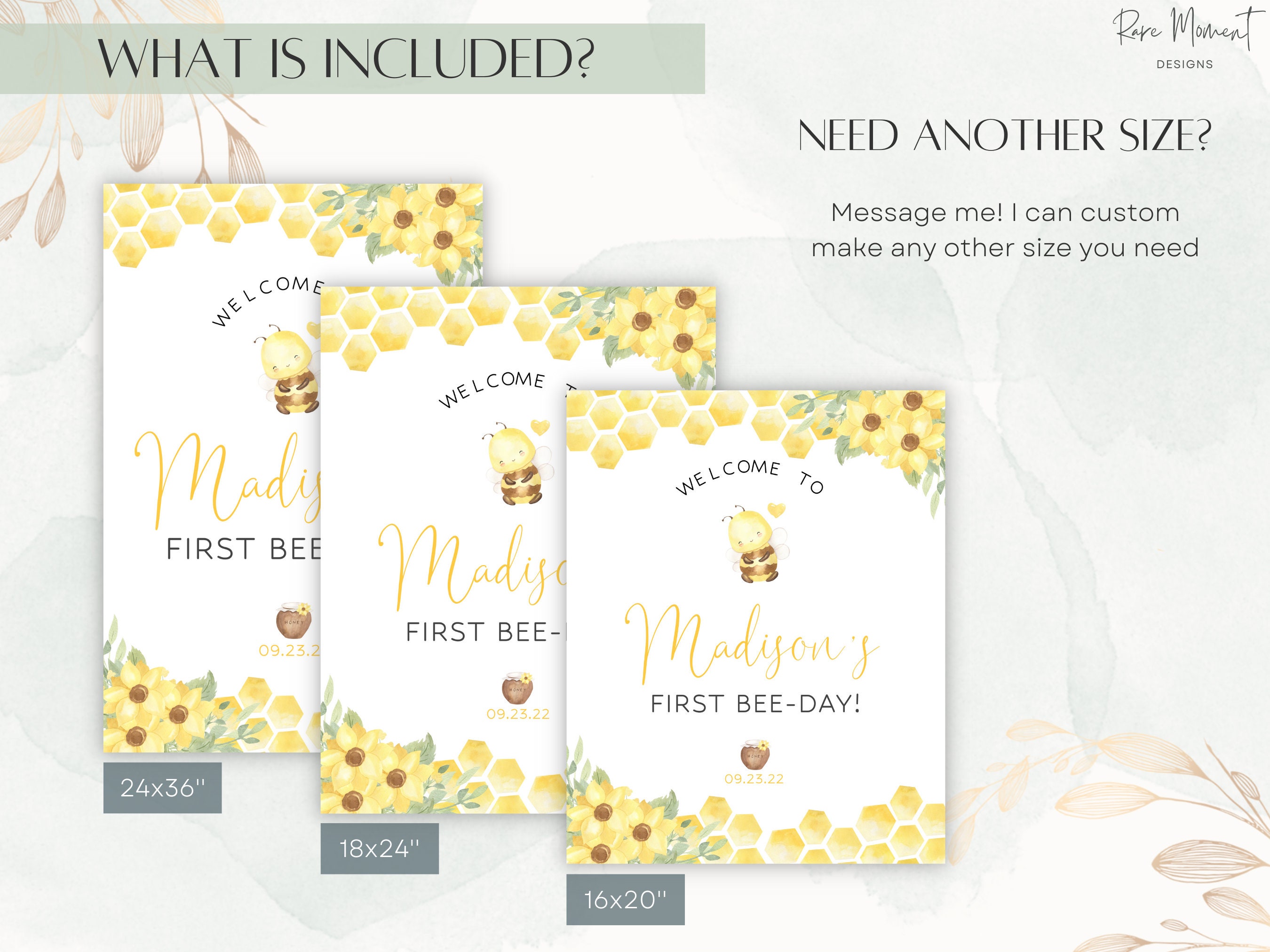 1st Bee Day Welcome Sign Editable Bee 1st Birthday Welcome - Etsy