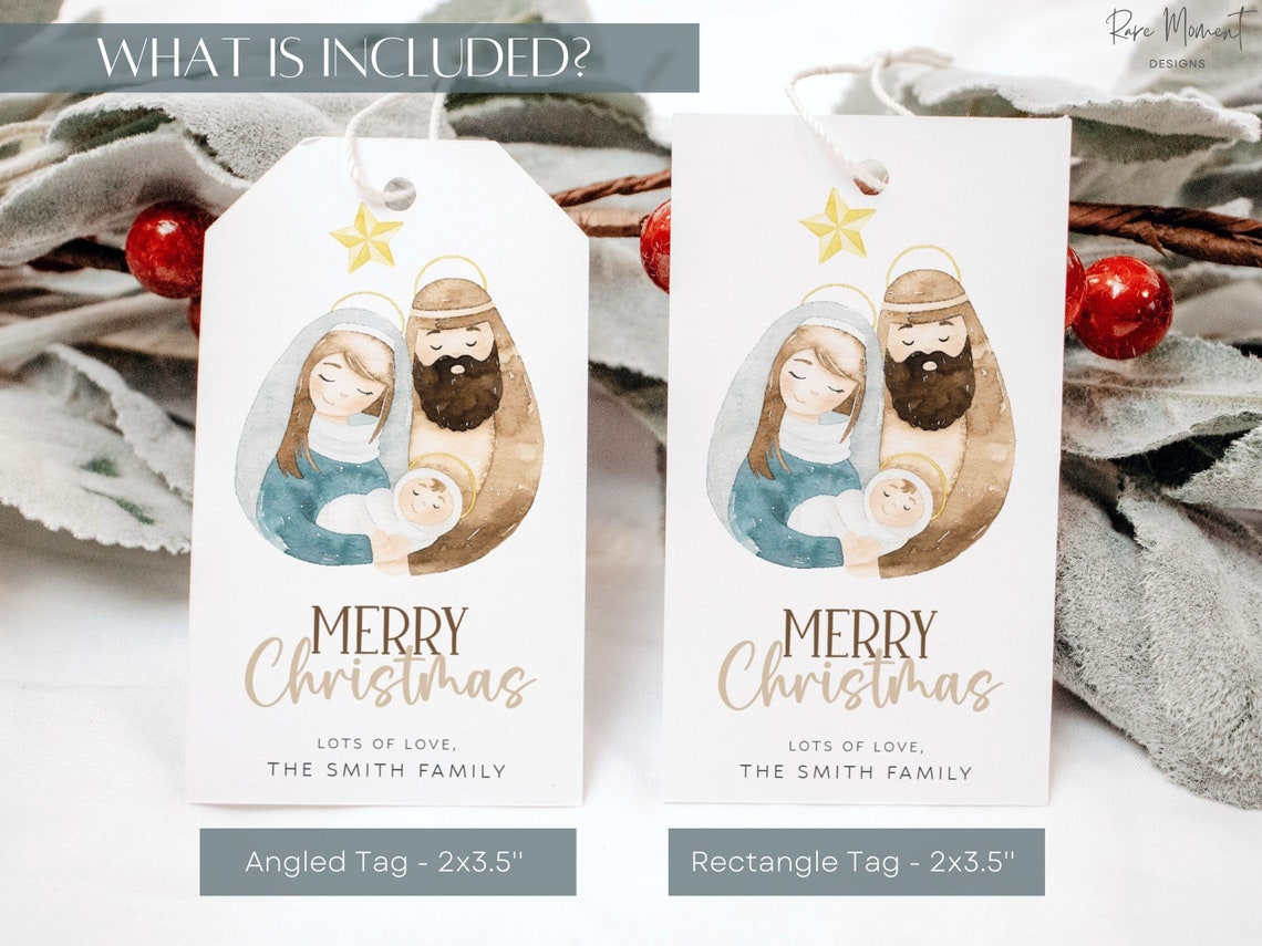 Nativity Gift Tag Template, Editable Christmas Tag Template, Nativity ...