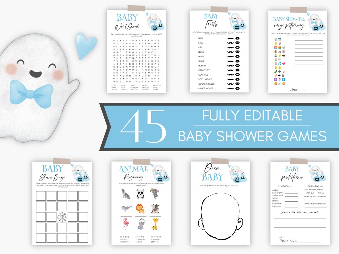 A Little Boo Baby Shower Games Bundle, Printable Boy Baby Shower Games ...