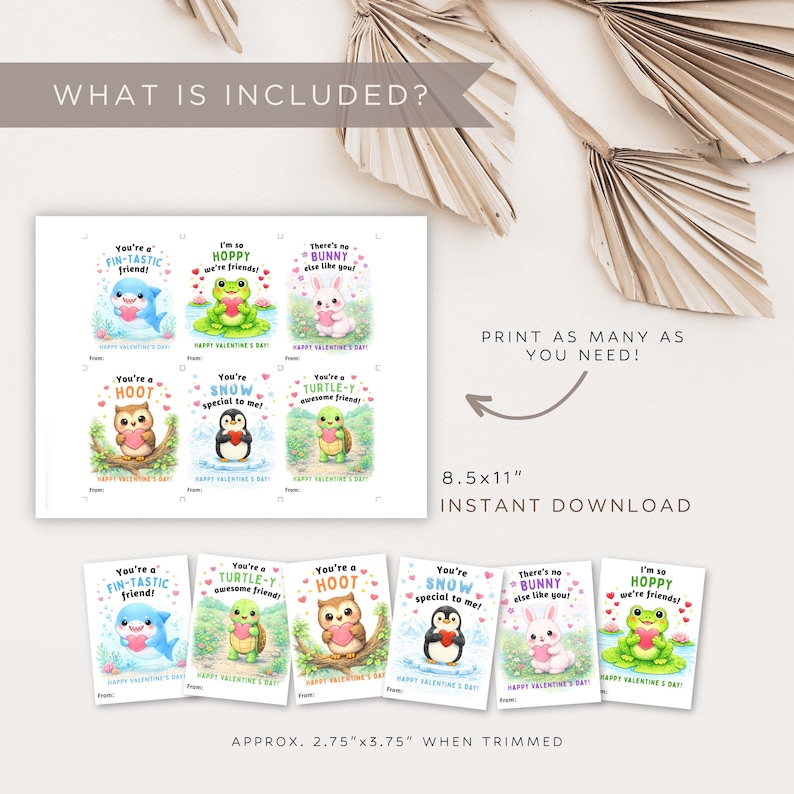 Printable Animal Valentines Day Cards, Classroom Valentine's Day Cards ...