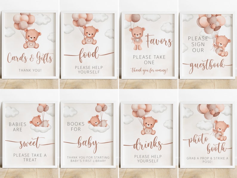 Teddy Bear Baby Shower Signs Bundle Printable Bear Baby - Etsy Canada