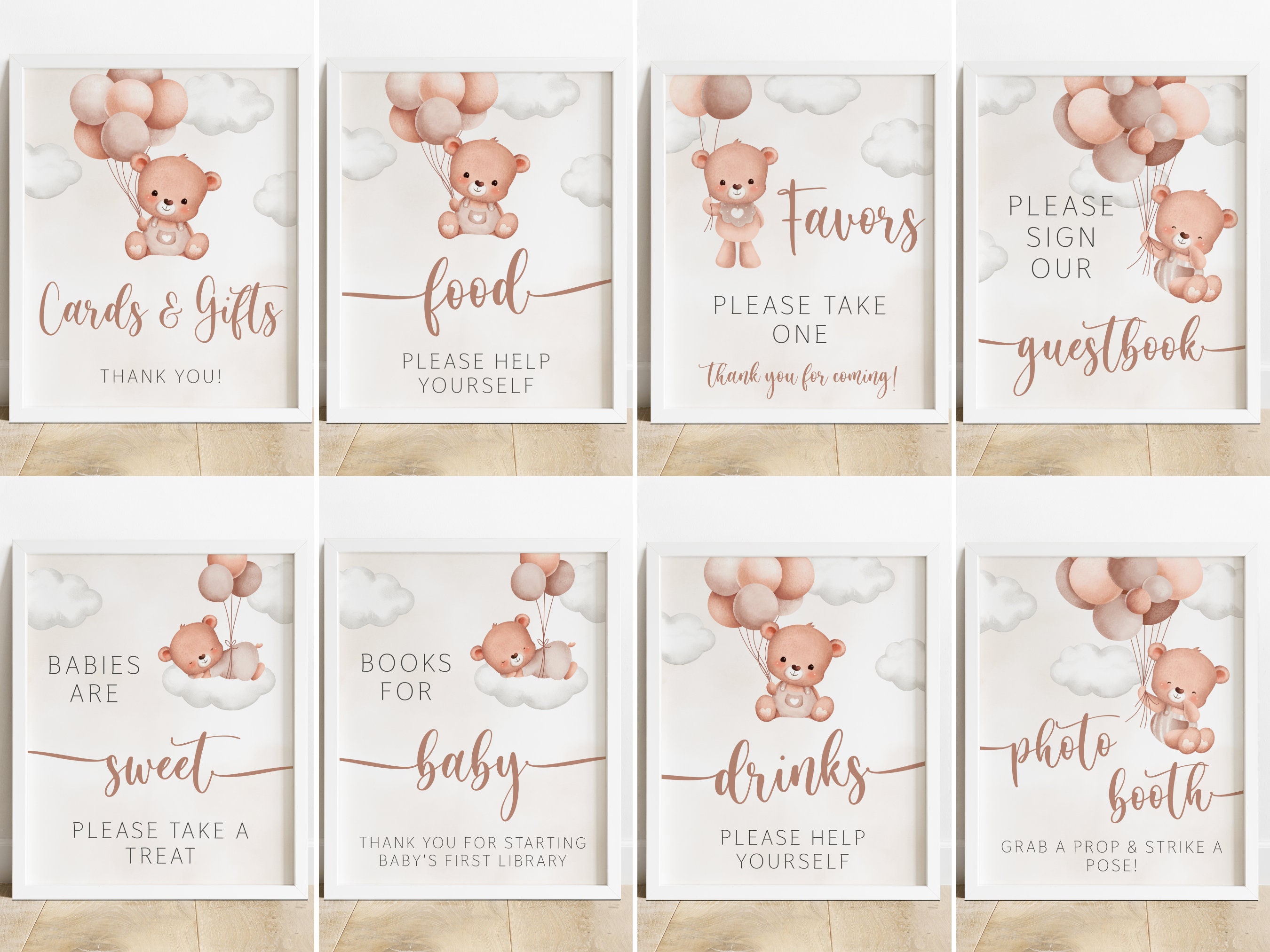 Teddy Bear Baby Shower Signs Bundle Printable Bear Baby - Etsy Canada