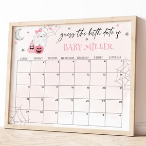 Little Boo Baby Shower Guess the Due Date Sign, Halloween Girl Baby ...
