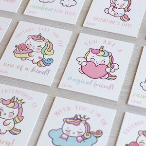 Unicorn Valentines for Kids, Valentine's Day Cards for Kids, Printable ...