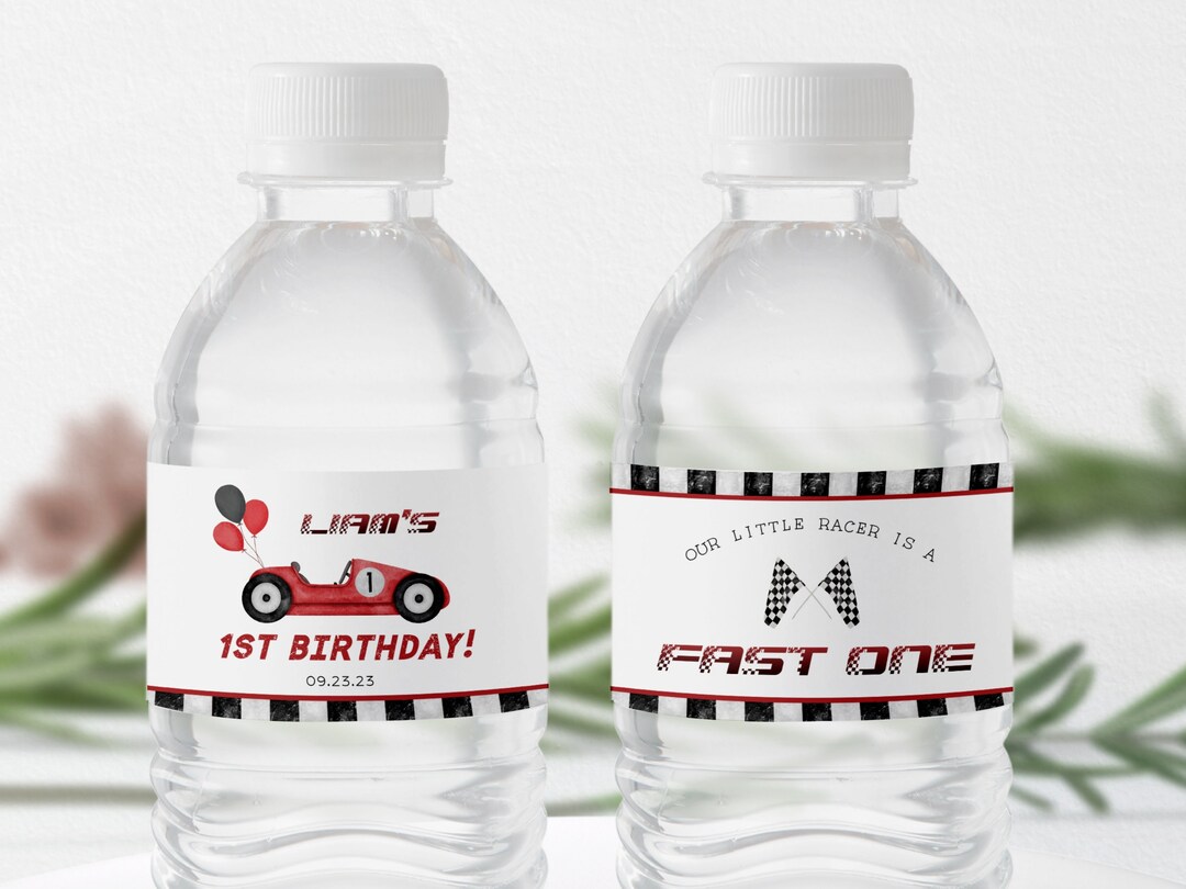 Fast One First Birthday Water Bottle Labels Template, Fast One Party ...