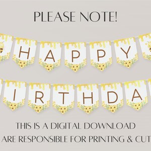 Bee Happy Birthday Banner Digital Download, Sunflowers Honey Bee ...