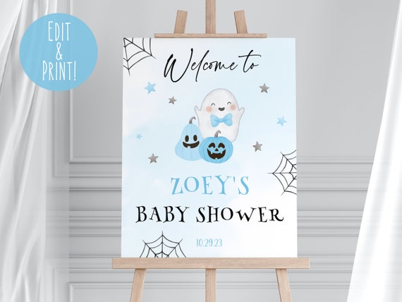 A Little Boo is Almost Due Baby Shower Welcome Sign Template - Etsy