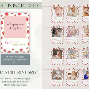 Berry First Birthday Monthly Photo Banner Template, Strawberry Birthday ...