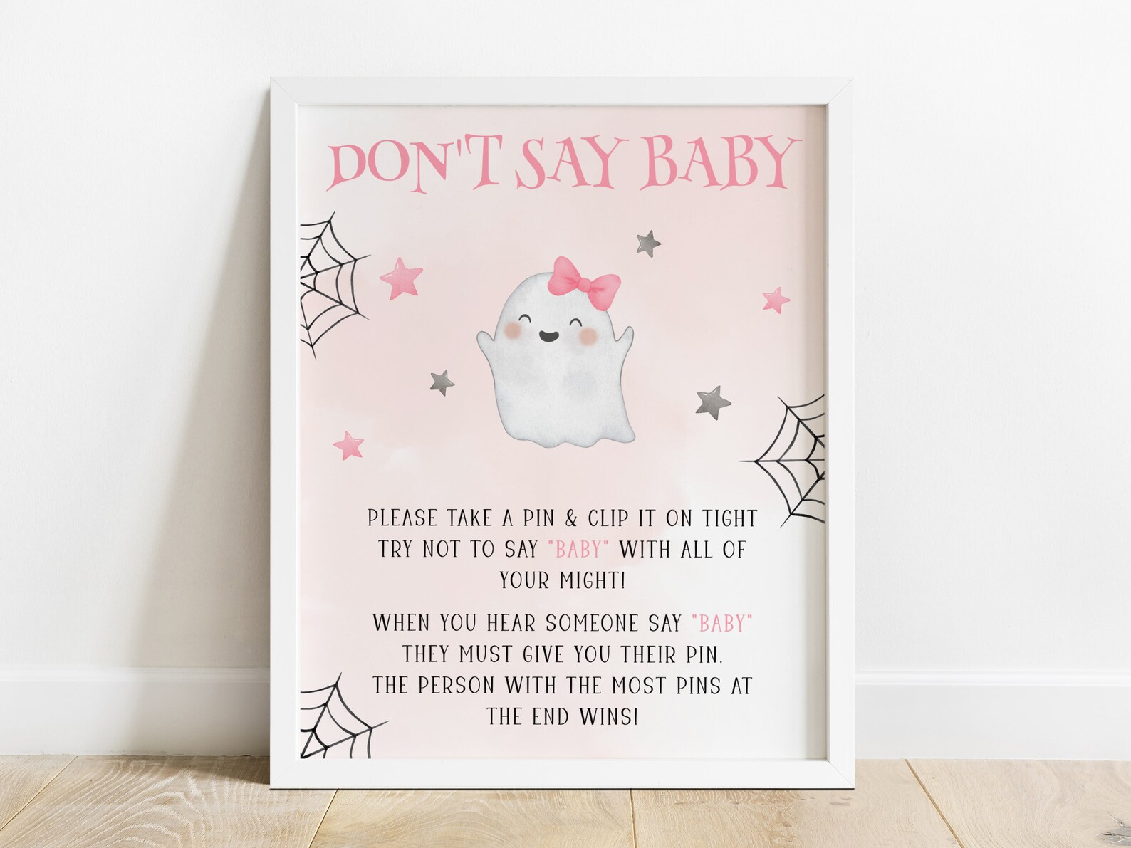 Pink Little Boo Baby Shower Don't Say Sign Template - Etsy