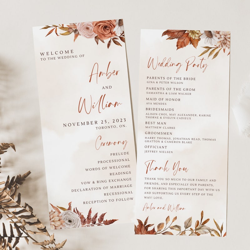 Fall Wedding Program - Etsy