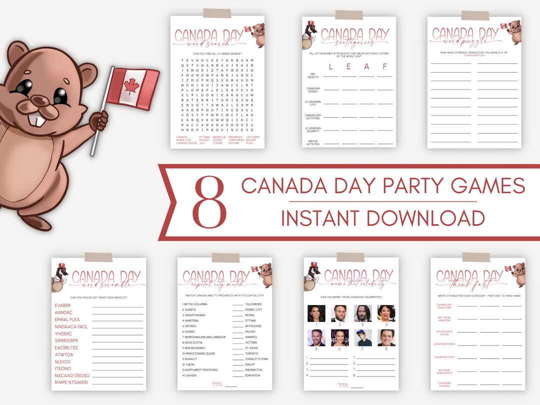 Canada Day Games, Canada Games Pack, Printable Canada Day Games Bundle ...