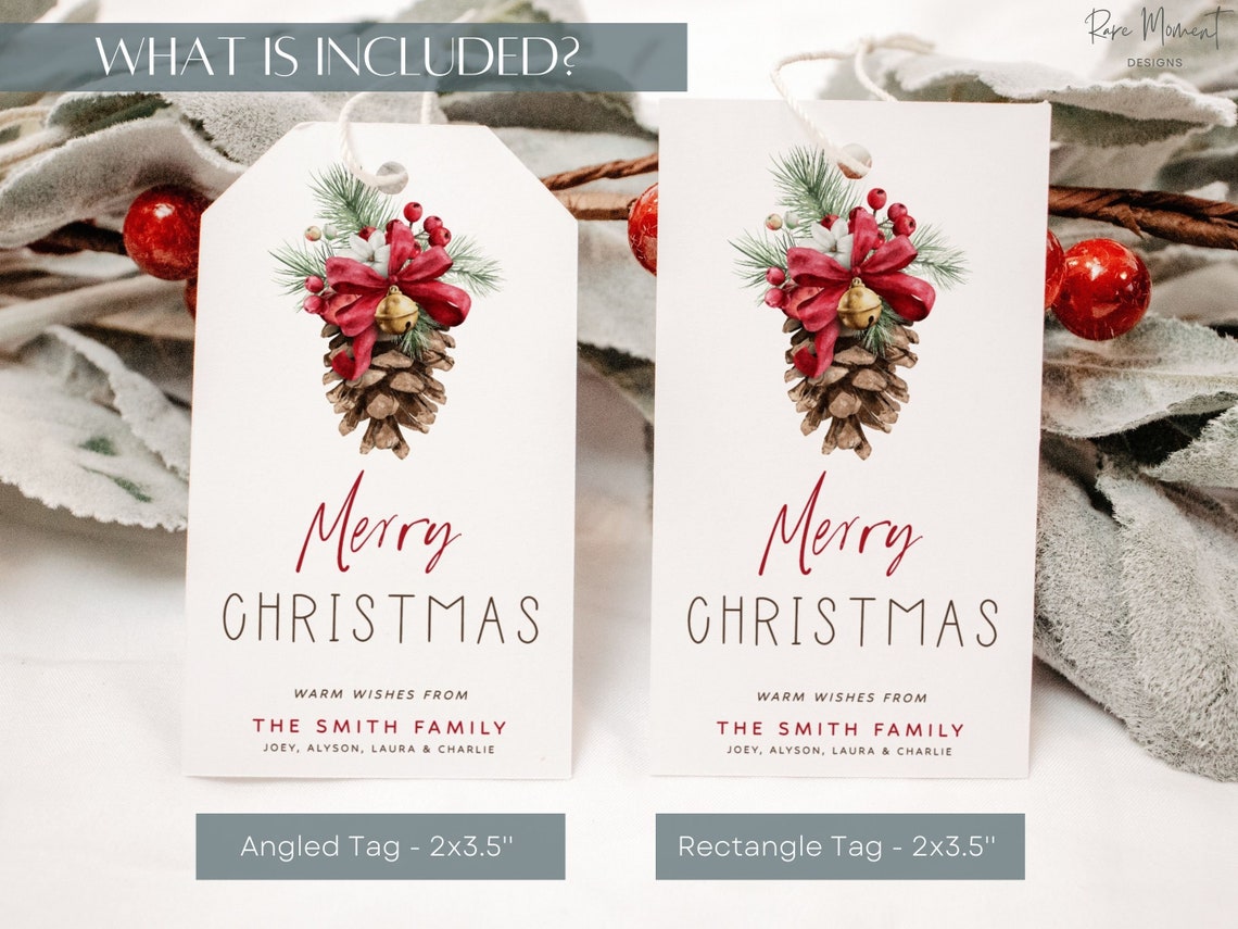 Merry Christmas Gift Tag Template, Printable Christmas Gift Tag ...