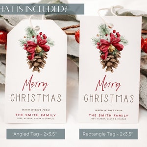 Merry Christmas Gift Tag Template, Printable Christmas Gift Tag ...