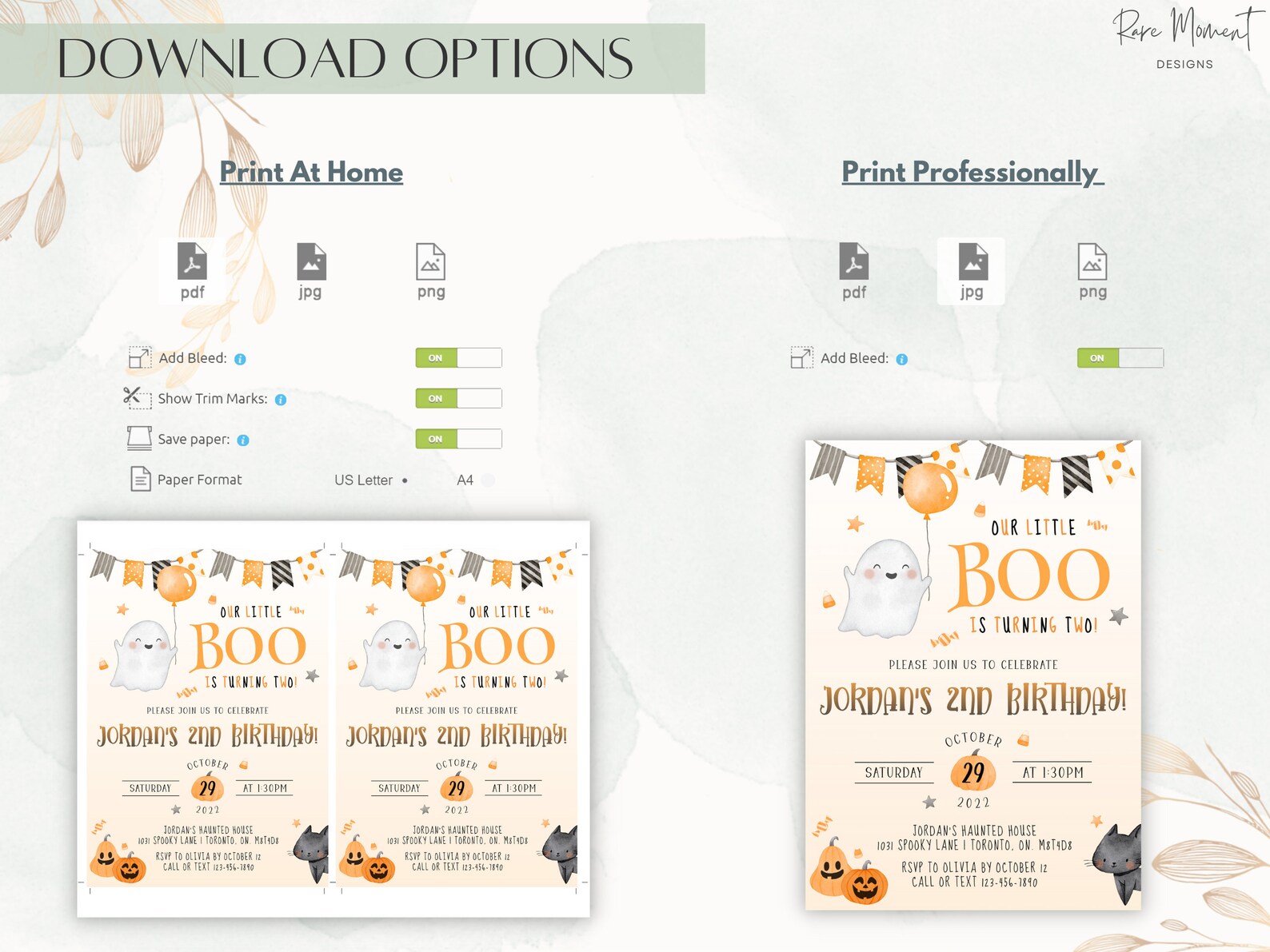 Our Little Boo is Turning Two Invitation Template, Halloween 2nd ...