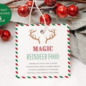 Magic Reindeer Food Tags, Reindeer Food Tag Printable, Christmas Eve ...