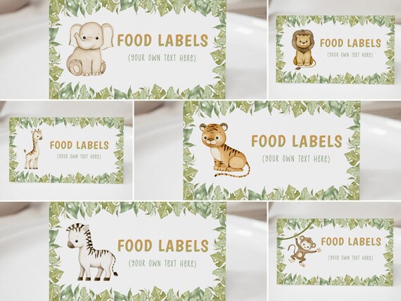 Safari Birthday Printable Food Labels Jungle Animals Food - Etsy